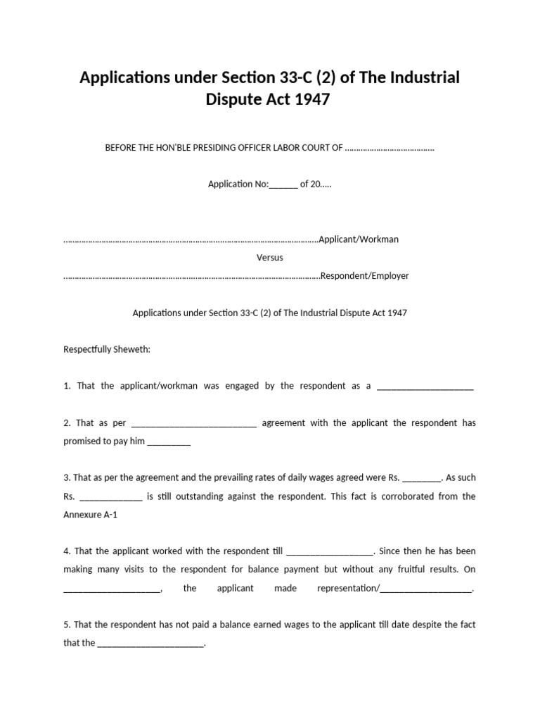 Applications Under Section 33 of The Industrial Dispute Act 1947 | PDF ...