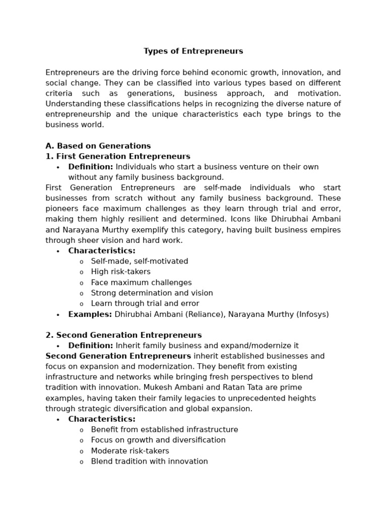 Types of Entrepreneurs Explained | PDF | Entrepreneurship | Innovation
