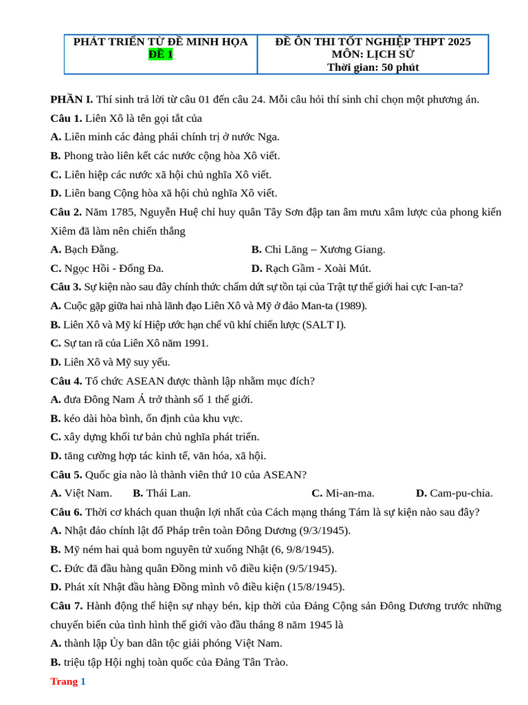 30 de Thi Lich-su HS | PDF