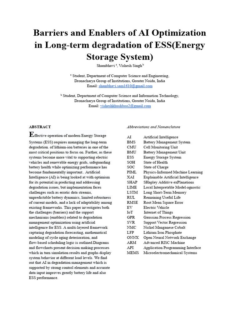 Barriers and Enablers of AI Optimization in Long Term Degradation of ...