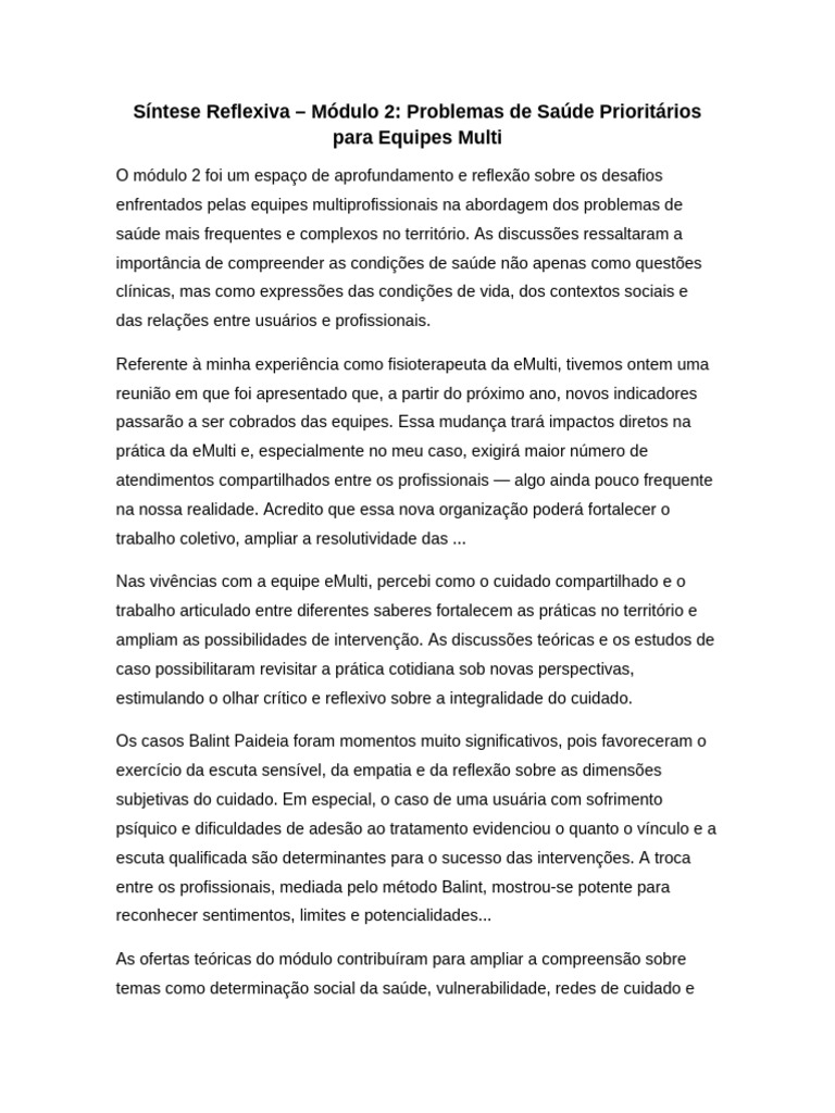 Sintese Reflexiva Modulo2 Vania Lataro Duas Paginas | PDF ...