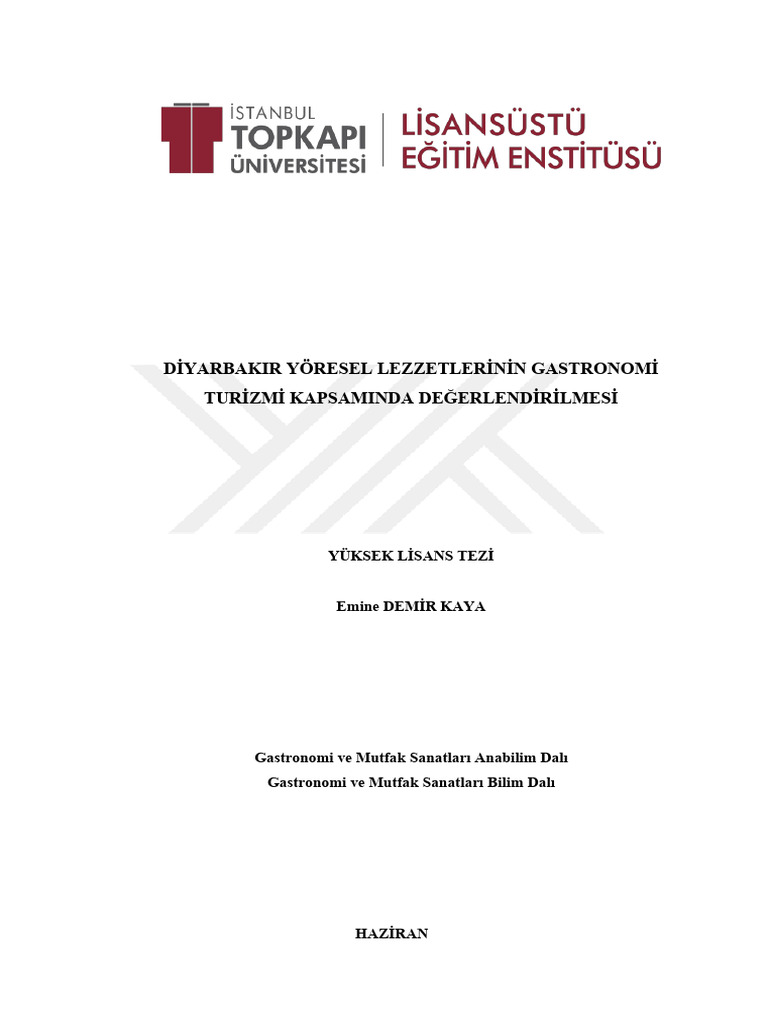 Diyarbakir Cuisine Information in the Turkish language | PDF