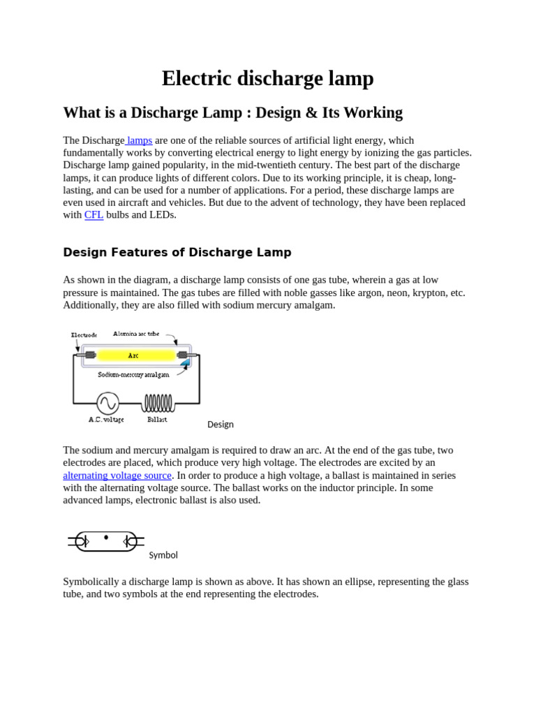 Topic 7 Electric Discharge Lamps | PDF | Fluorescent Lamp | Vacuum Tube