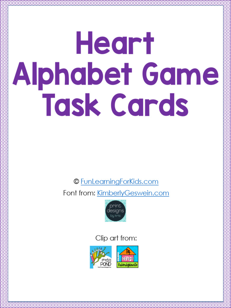 Heart Theme Alphabet Board Game Task Cards | PDF | Computing