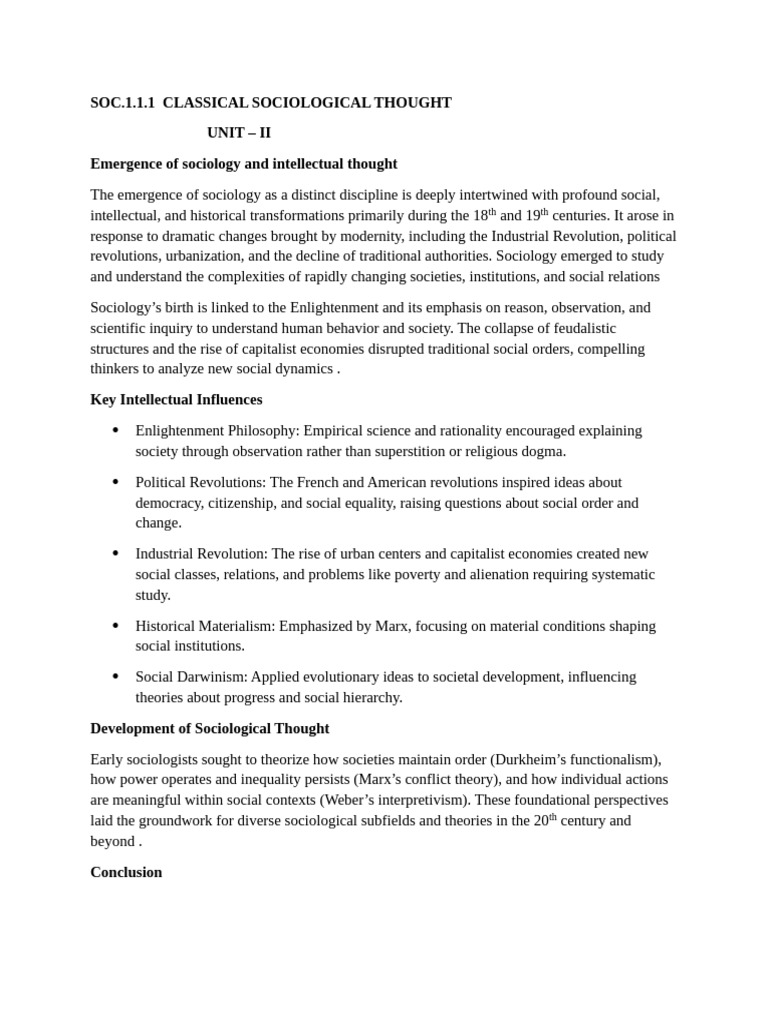 Emergence of Sociology and Spencer's Theory | PDF | Sociology ...