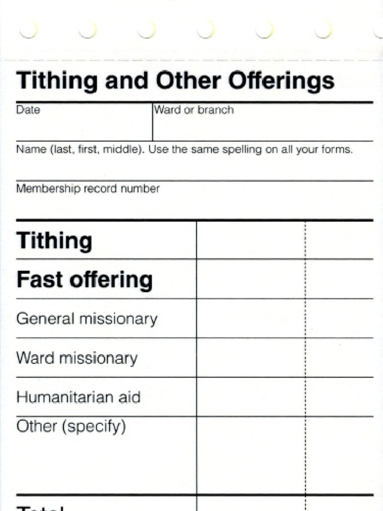 Mormon Tithing Form | PDF