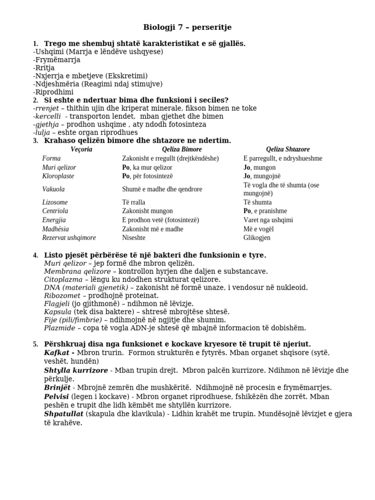 Biologji 7 Mbreshtan Flete Pune | PDF