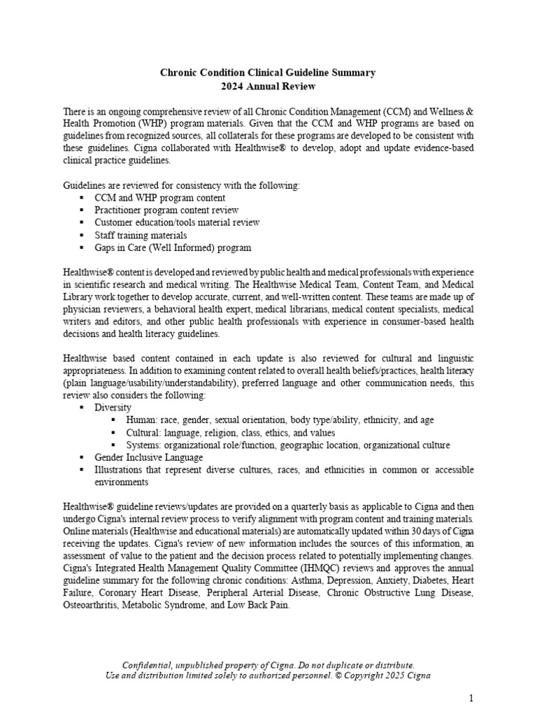 2024 Chronic Condition Guidelines Review | PDF | Cardiology | Chronic ...