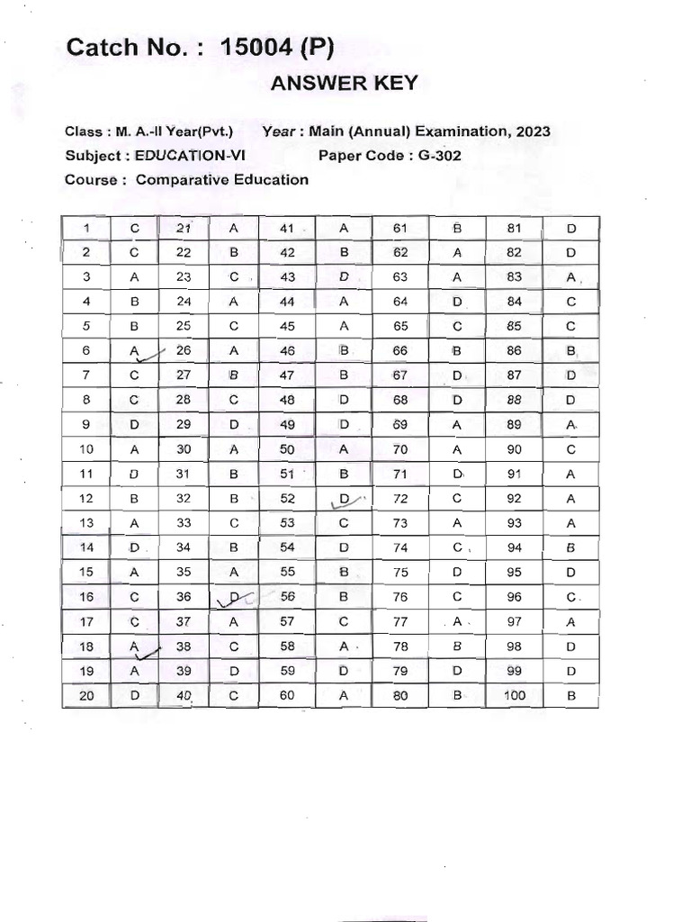 Answer Key 302 | PDF
