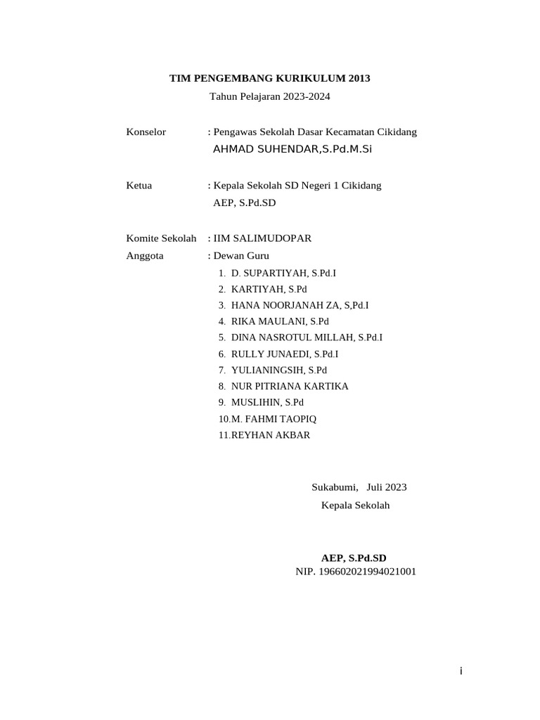 Tim Pengembang Kurikulum 2013 | PDF