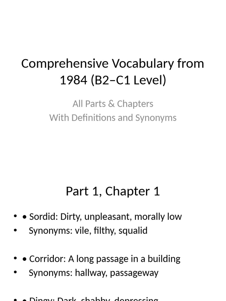 Vocabulary Guide for 1984 (B2-C1) | PDF | Emotions