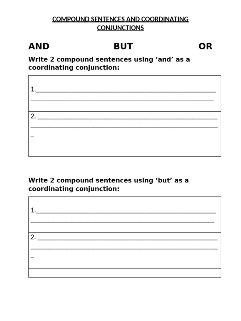 Compound Sentences with Conjunctions | PDF