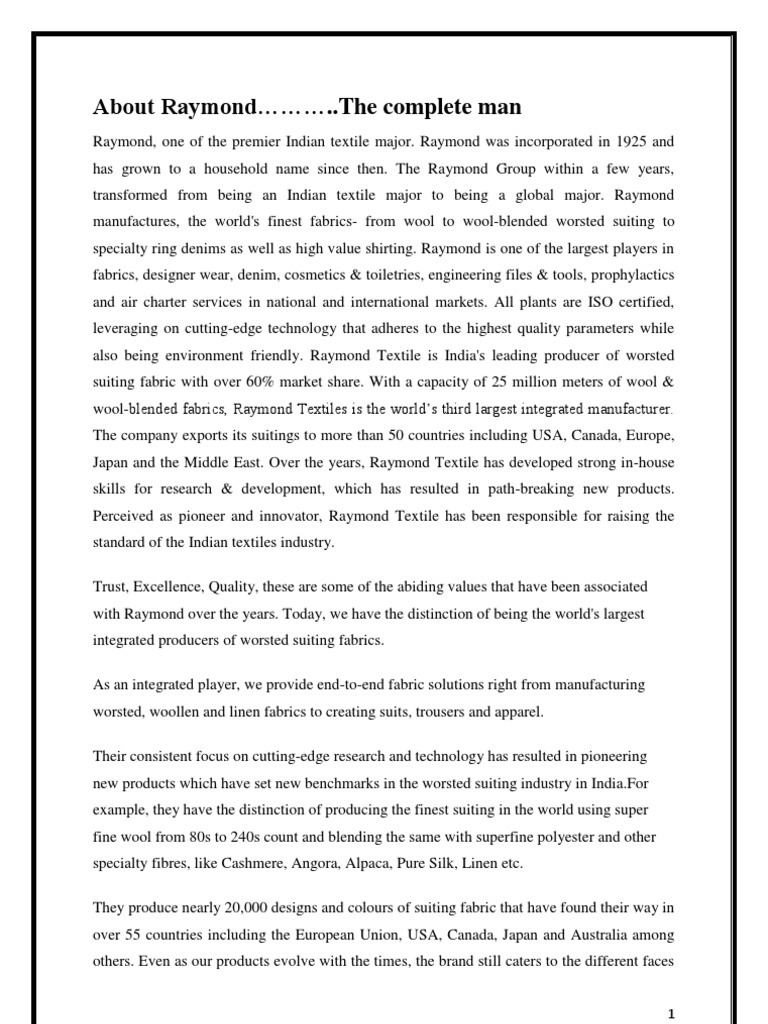 About Raymond ..The Complete Man | PDF | Brand | Product (Business)