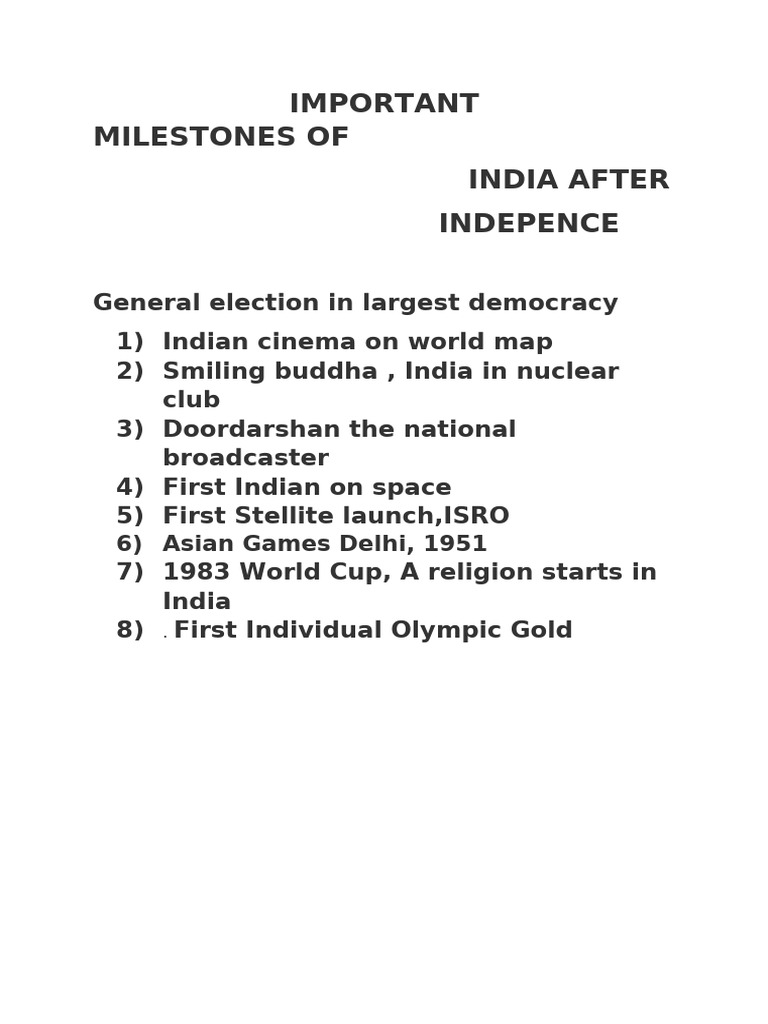 Key Milestones in India's History | PDF