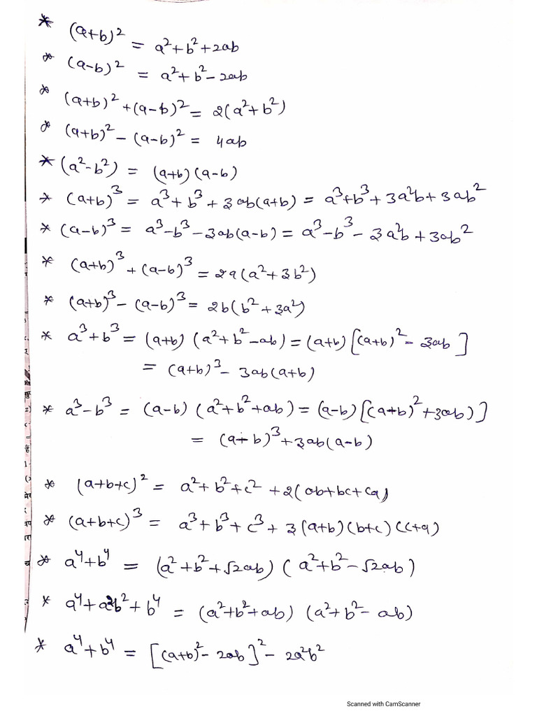 Algebra Formula by RG EDUCATION (1) | PDF