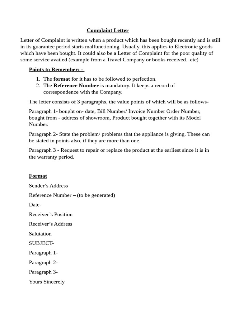 How to Write a Complaint Letter | PDF | Domestic Implements ...