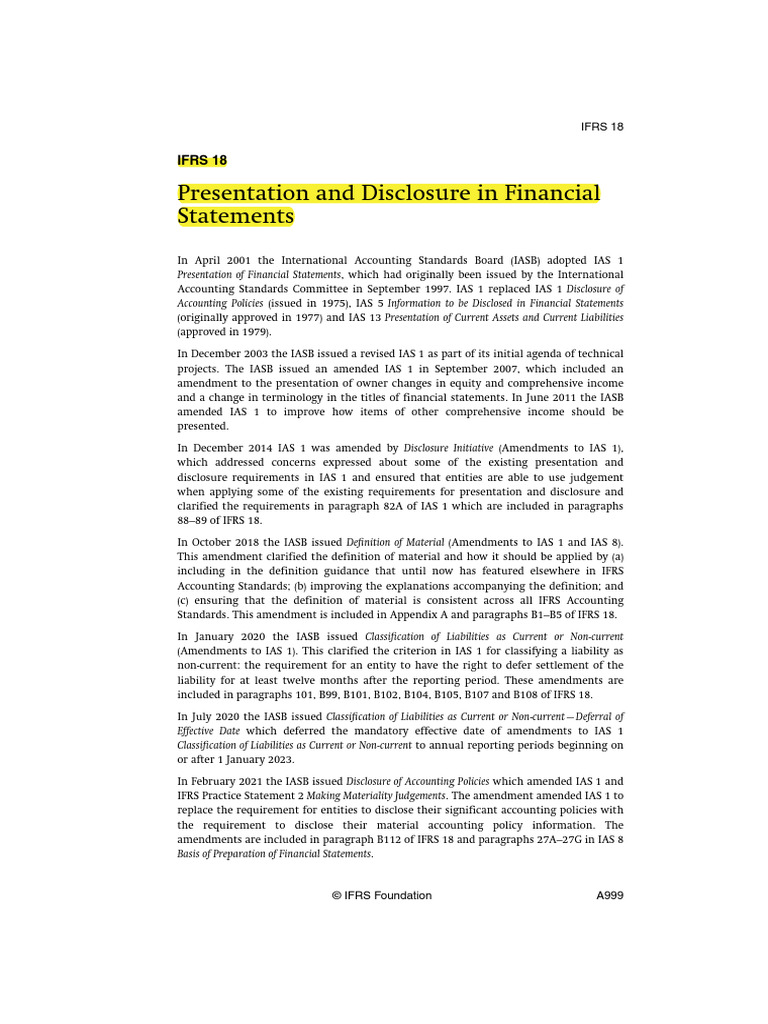 IFRS 18: Financial Statement Disclosure | PDF | International Financial ...