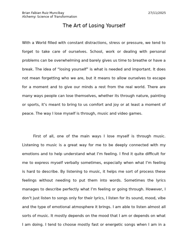 The Art of Losing Yourself | PDF | Feeling | Mood (Psychology)