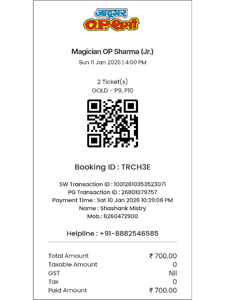 Magician Op Sharma Ticket 57502 | PDF