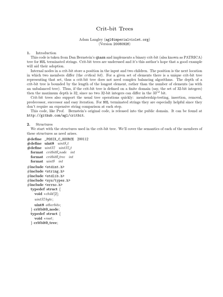 Crit Bit | Download Free PDF | String (Computer Science) | Pointer ...