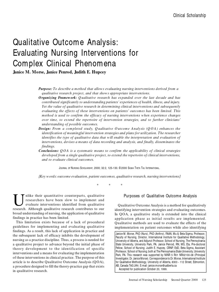 Qualitative Outcome Analysis in Nursing | PDF | Qualitative Research ...