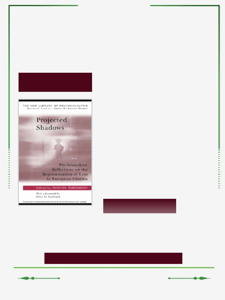 Projected Shadows Psychoanalytic Reflections on the Representation of ...