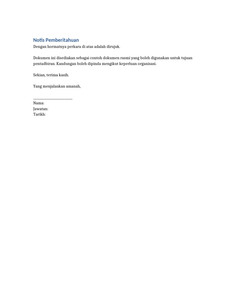 Dokumen 5 Notis Pemberitahuan | PDF