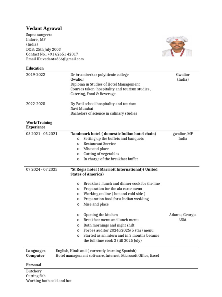 Vedant Agrawal Resume | PDF