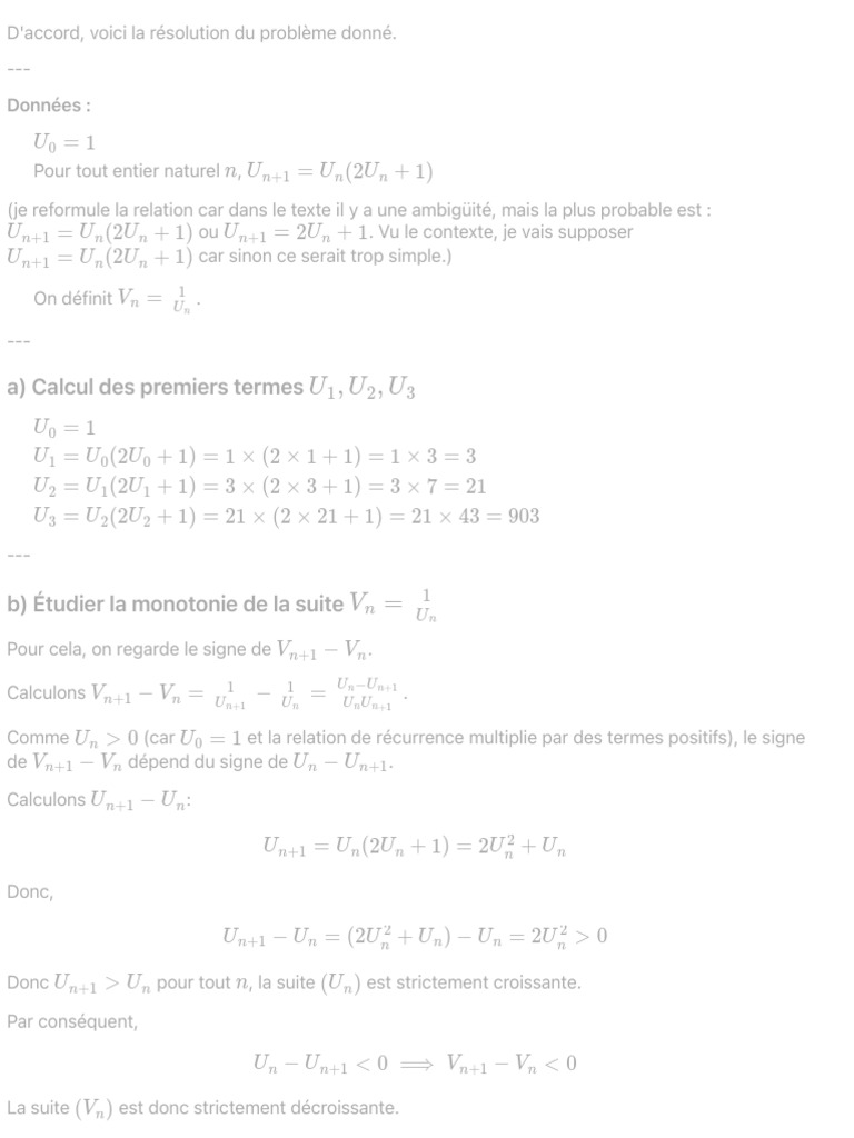 Étude de la monotonie des suites Un et Vn | PDF
