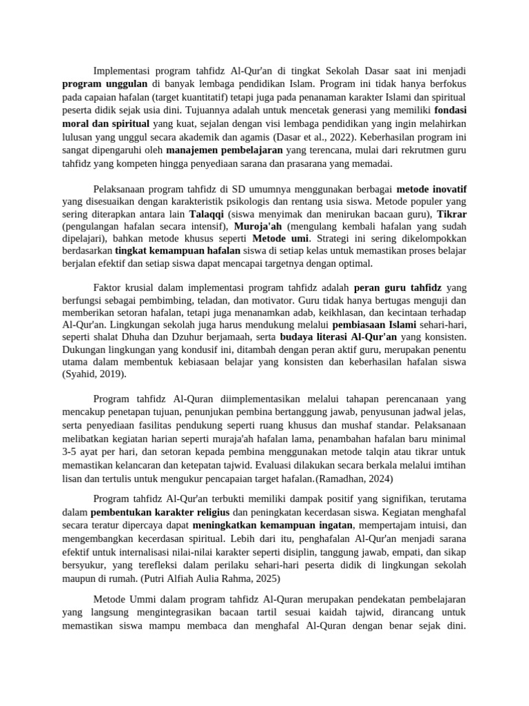 Program Tahfidz Al-Qur'an di SD | PDF