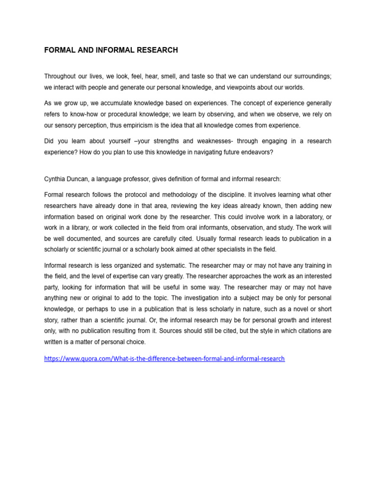 Formal and Informal Research | PDF