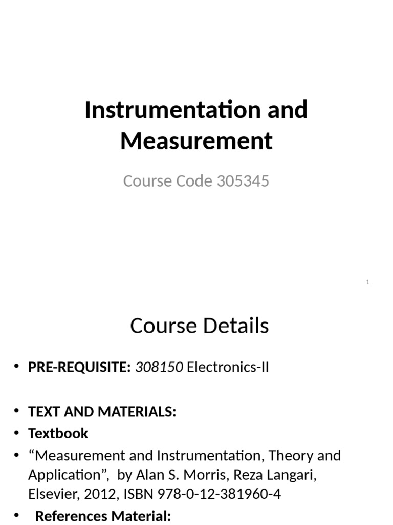 Instrumentation and Measurement Course Guide | PDF | International ...
