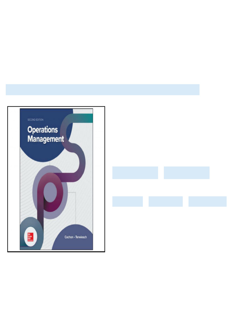 Solution Manual for Operations Management 2nd by Cachon full | PDF | Entrepreneurship | Information