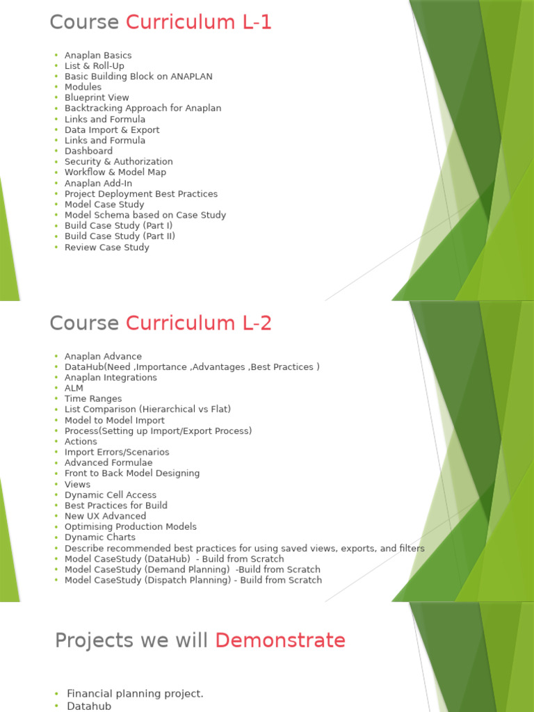 Anaplan Course Curriculum Overview | PDF