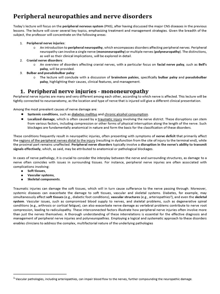 Peripheral Neuropathies Overview and Management | PDF | Thumb | Hand
