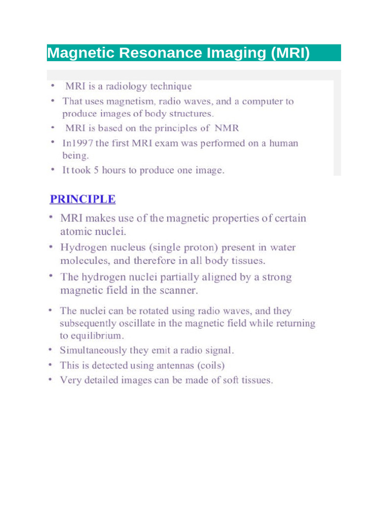 MRI Scanning Uses and Benefits | PDF