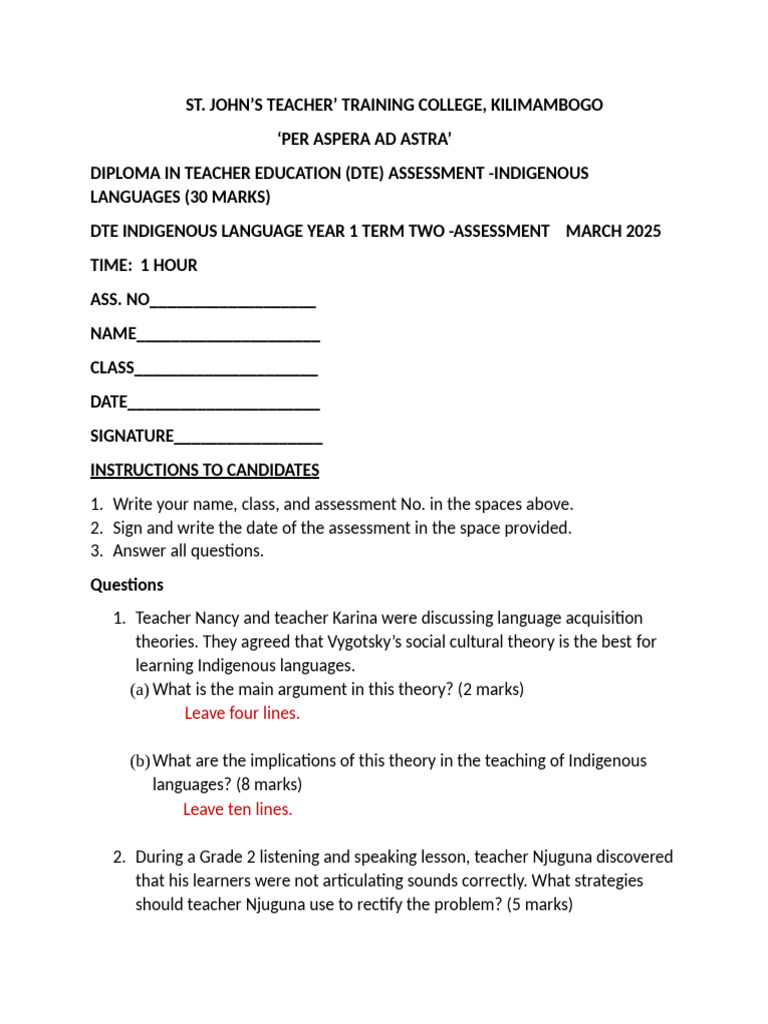 Indigenous Languages Assessment Guide | PDF