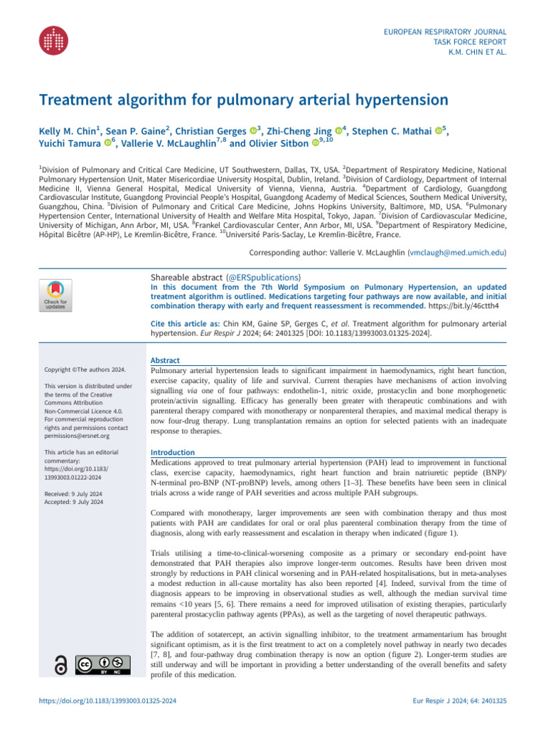 Treatment Algorithm Pulmonary Hypertension | PDF | Clinical Medicine ...
