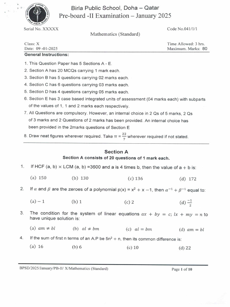 Mathematics Standard A | PDF
