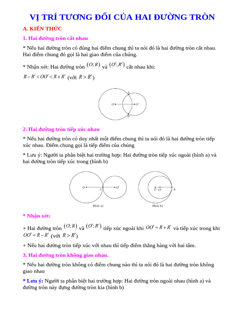 c5 - 5 Vi Tri Tuong Doi Cua Hai Duong Tron | PDF