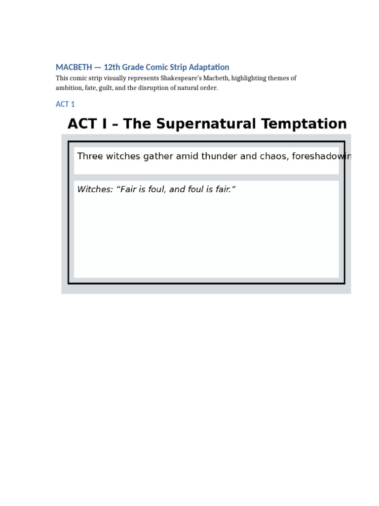 Macbeth Comic Strip Adaptation Guide | PDF