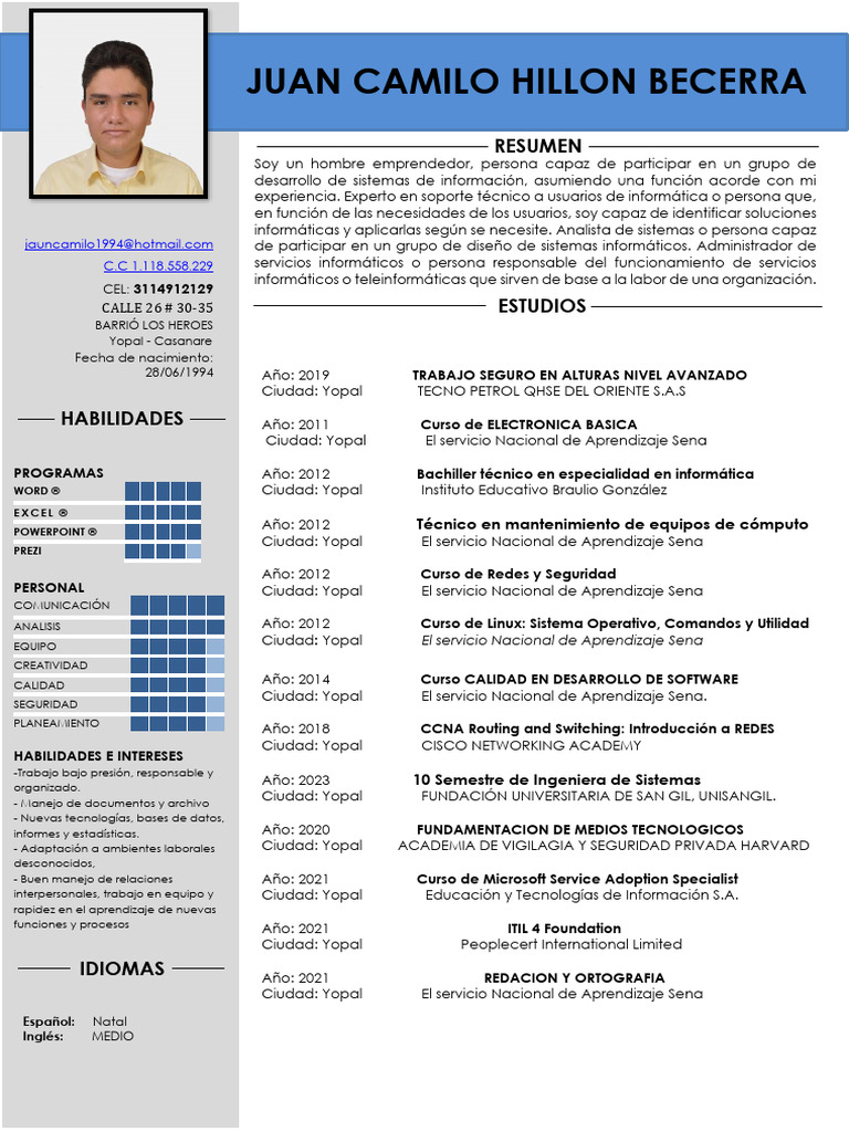 Hoja de Vida Jcamilo HB 2023 | PDF | Informática | Tecnologías de la ...