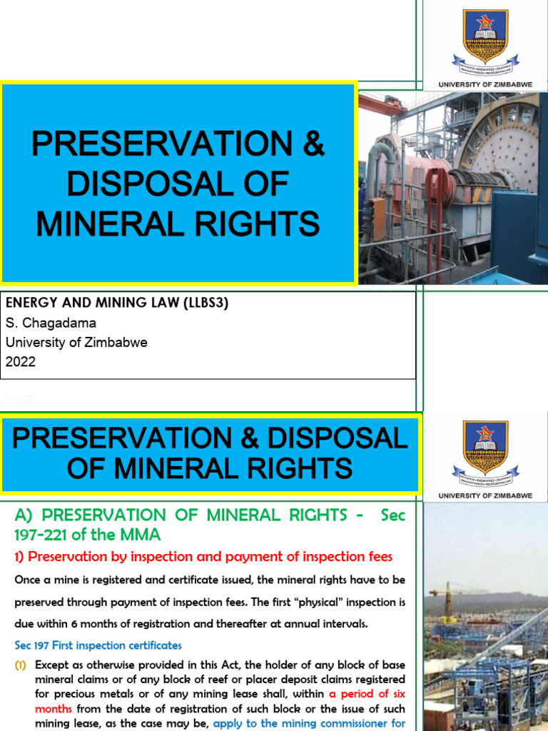 6) Preservation and Disposal of Mineral Rights | PDF | Mining | Lease