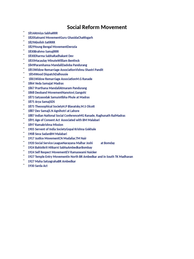 Social Reform Movement | PDF