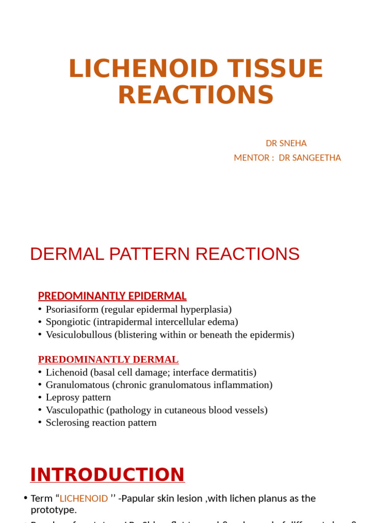 Lichenoid Tissue Reactions1 | PDF | Epidermis | Diseases And Disorders