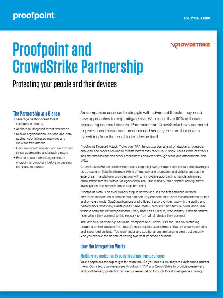 Pfpt Us Sb Proofpoint and Crowdstrike | PDF | Security | Computer Security