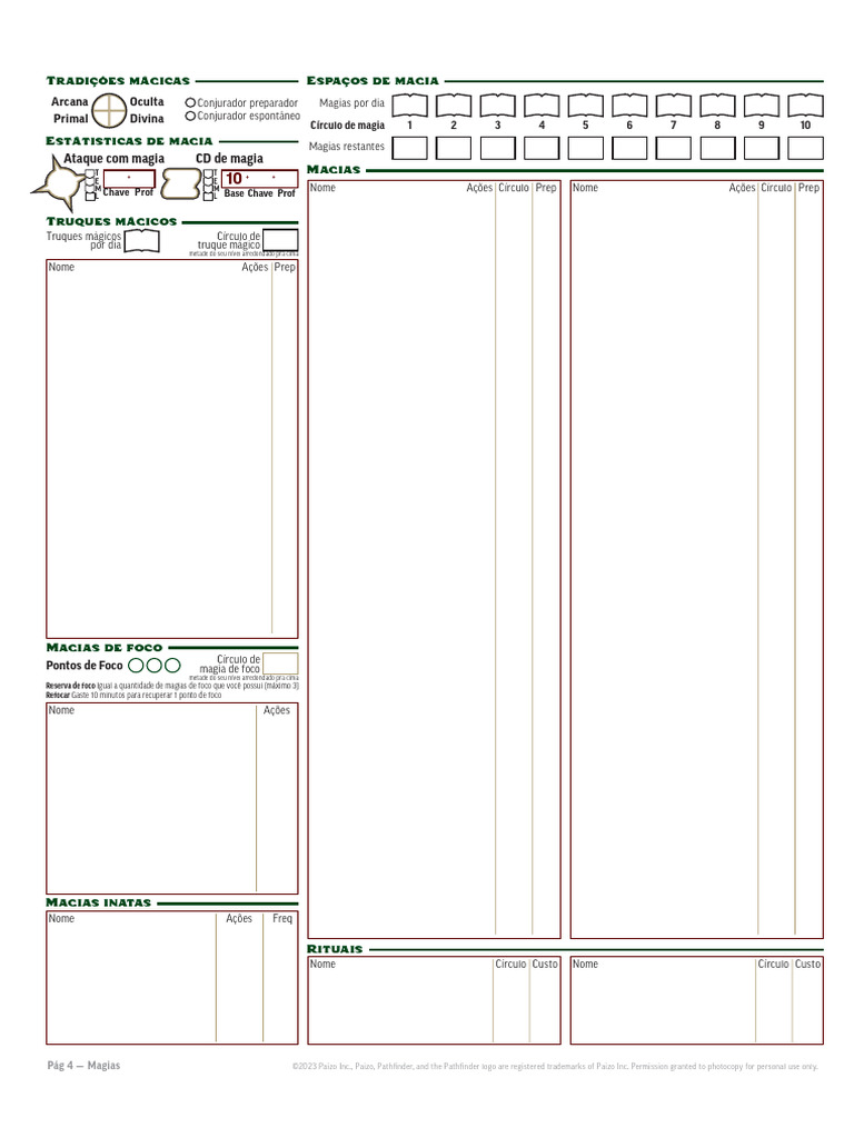 Ficha PF2 Remaster | PDF
