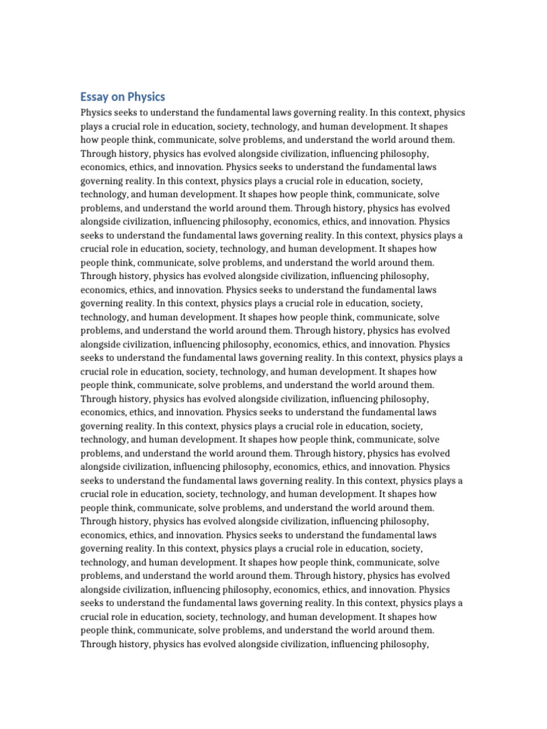 Physics 3000 Word Essay | PDF | Physics | Reality