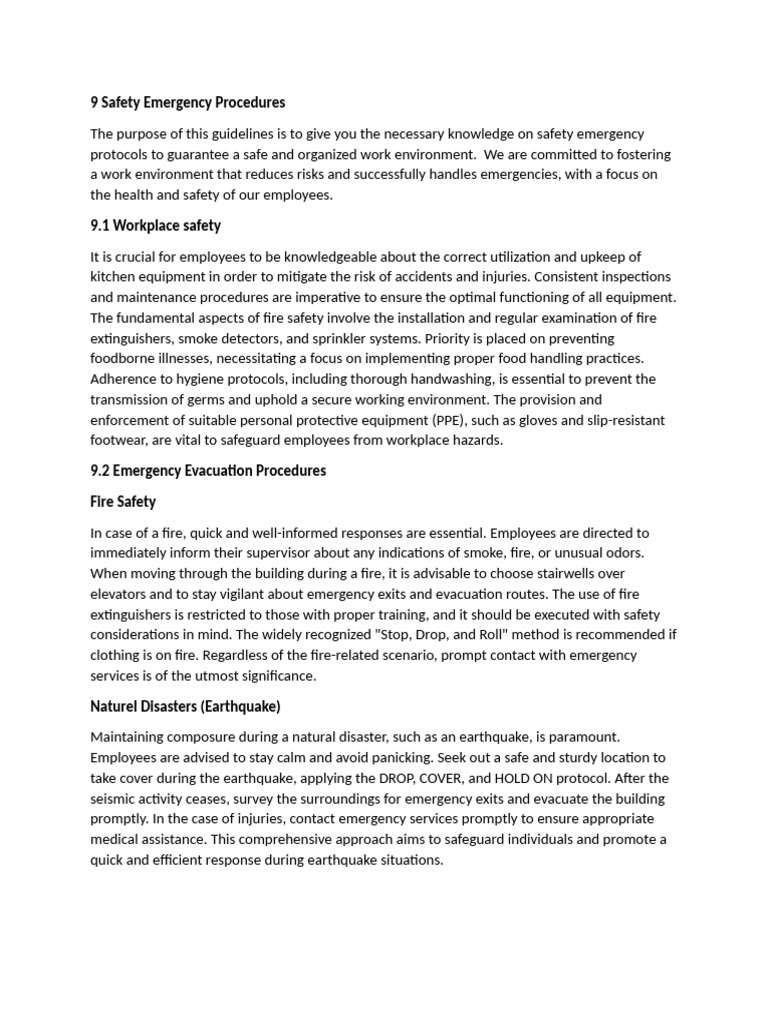Workplace Safety and Emergency Protocols | PDF | Occupational Safety ...