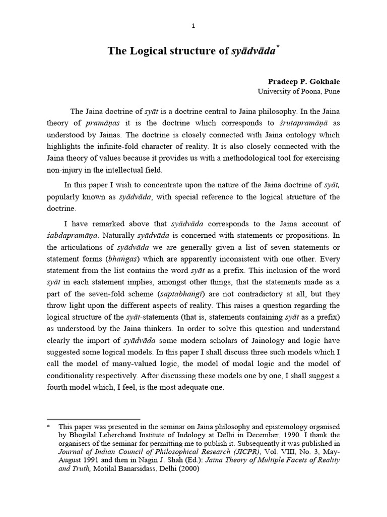 The Logical Structure of Syadvada | PDF | Logic | Truth